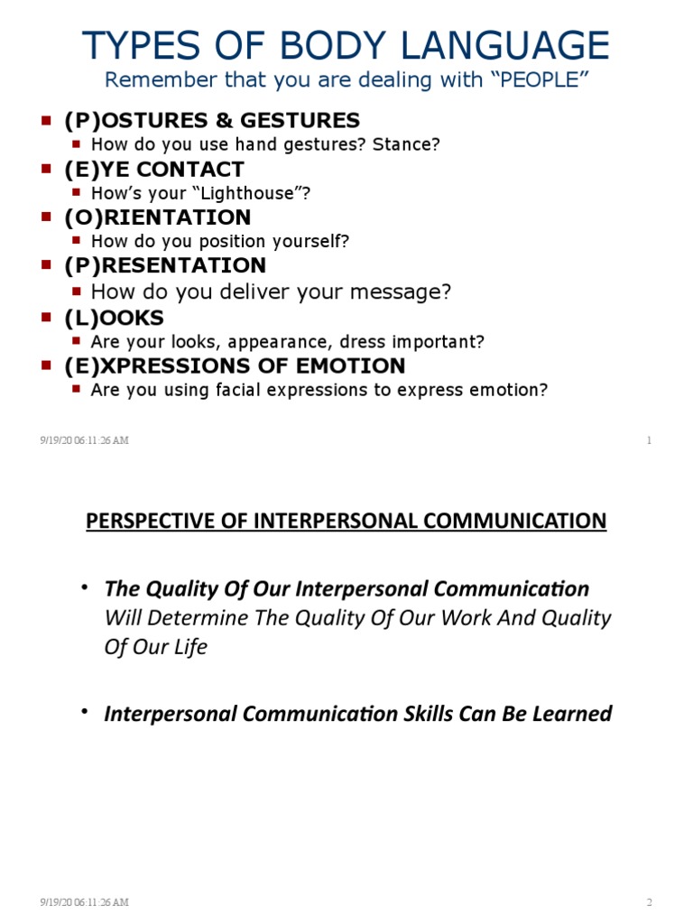 Types of Body Language: Remember That You Are Dealing With "PEOPLE ...