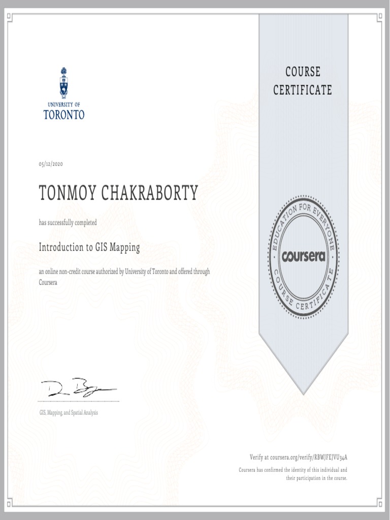 GIS Mapping Course Certificate Completion | PDF | Cartography ...
