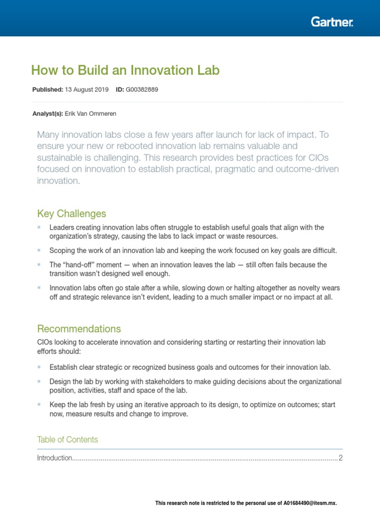 How To Build An Innovation Lab: Key Challenges | PDF