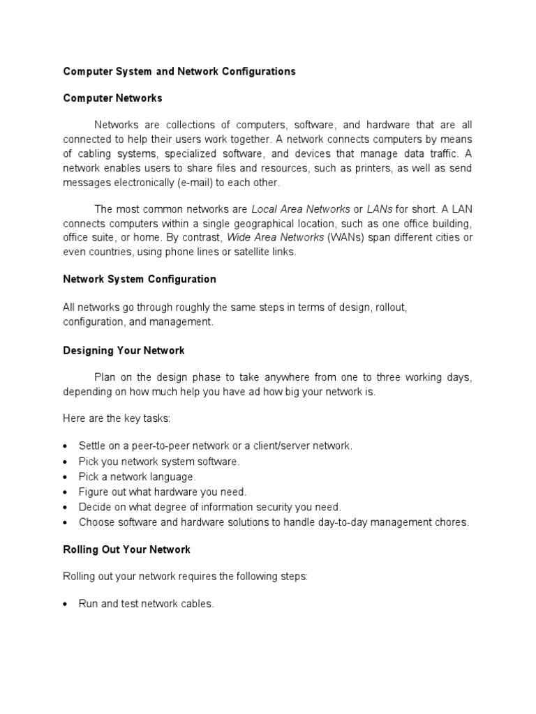 Computer System and Network Configurations | PDF | Ip Address ...