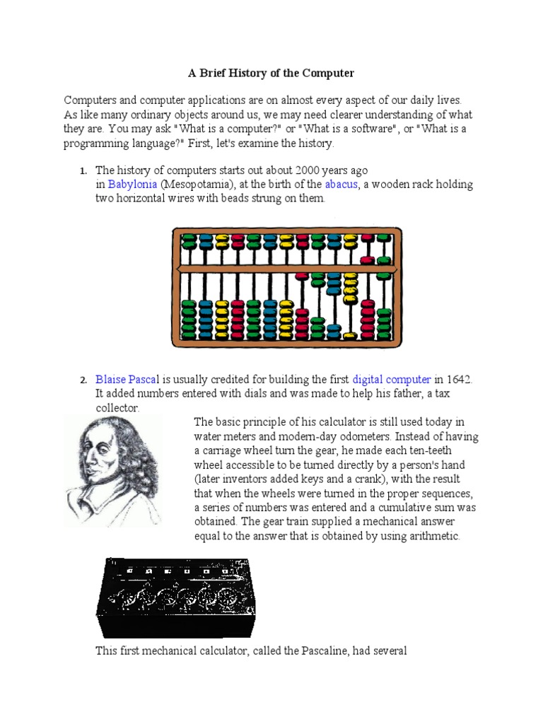 A Brief History of The Computer | PDF | Digital Electronics | Digital ...