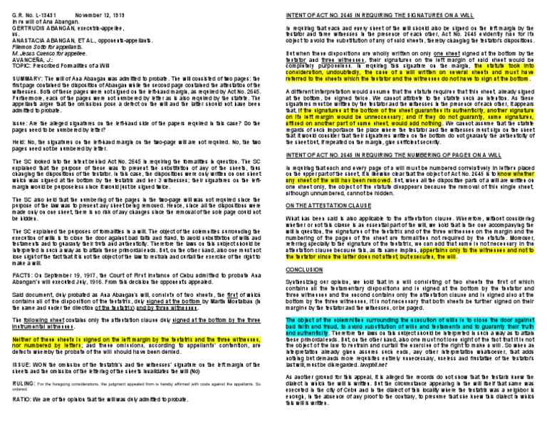 Filemon Sotto For Appellants. M. Jesus Cuenco For Appellee | PDF | Will ...