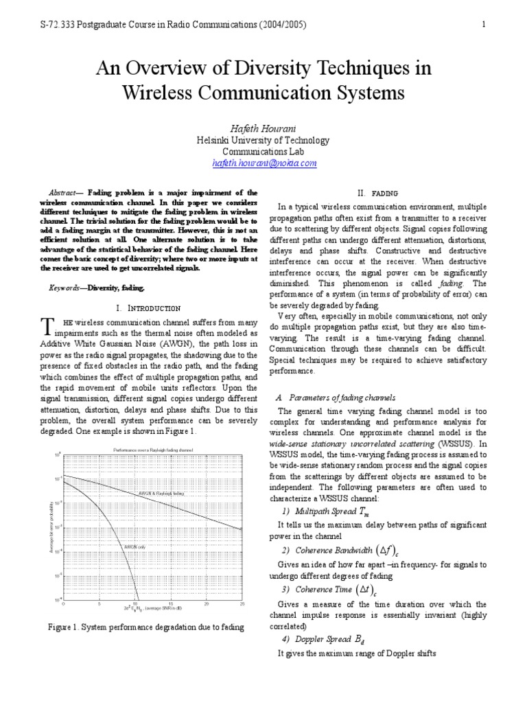 Diversity Techniques in Wireless Communication | PDF | Wireless ...
