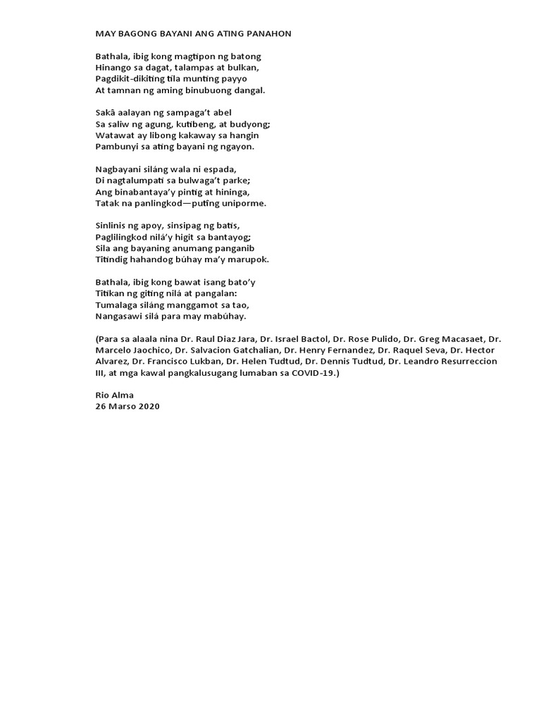May Bagong Bayani Ang Ating Panahon Ni Rio Alma | PDF