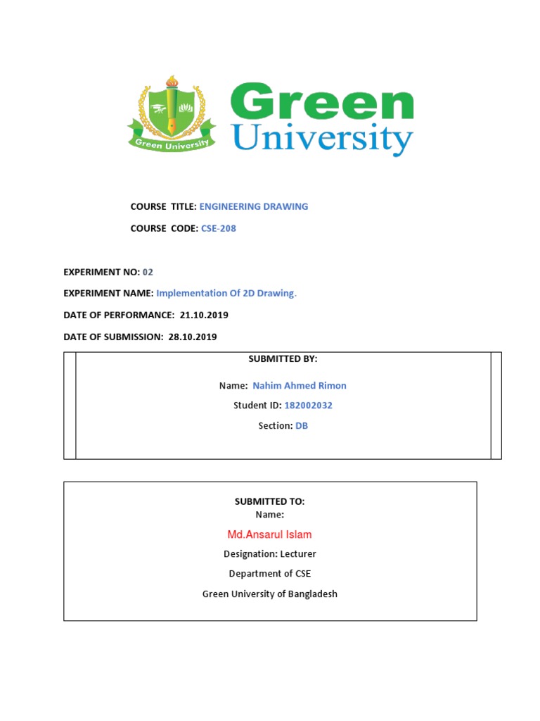 Enginnering-Drawing Lab Report-02 | PDF | Circle | Polygon