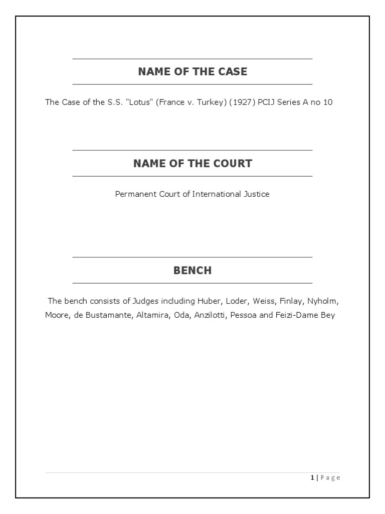 Lotus Case Establishes Permissive International Law Principles | PDF ...