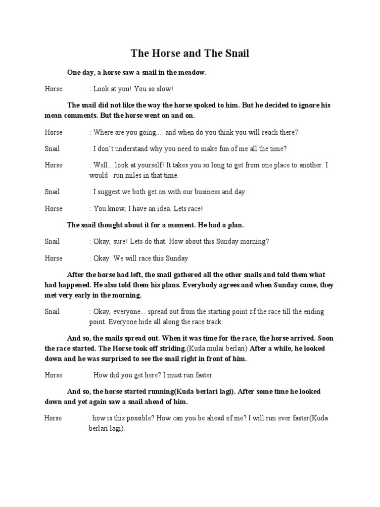 Storytelling (The Horse and The Snail) | PDF