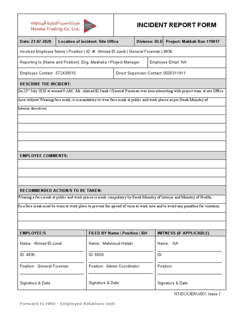 Face Mask Violation Incident Report | PDF | Business