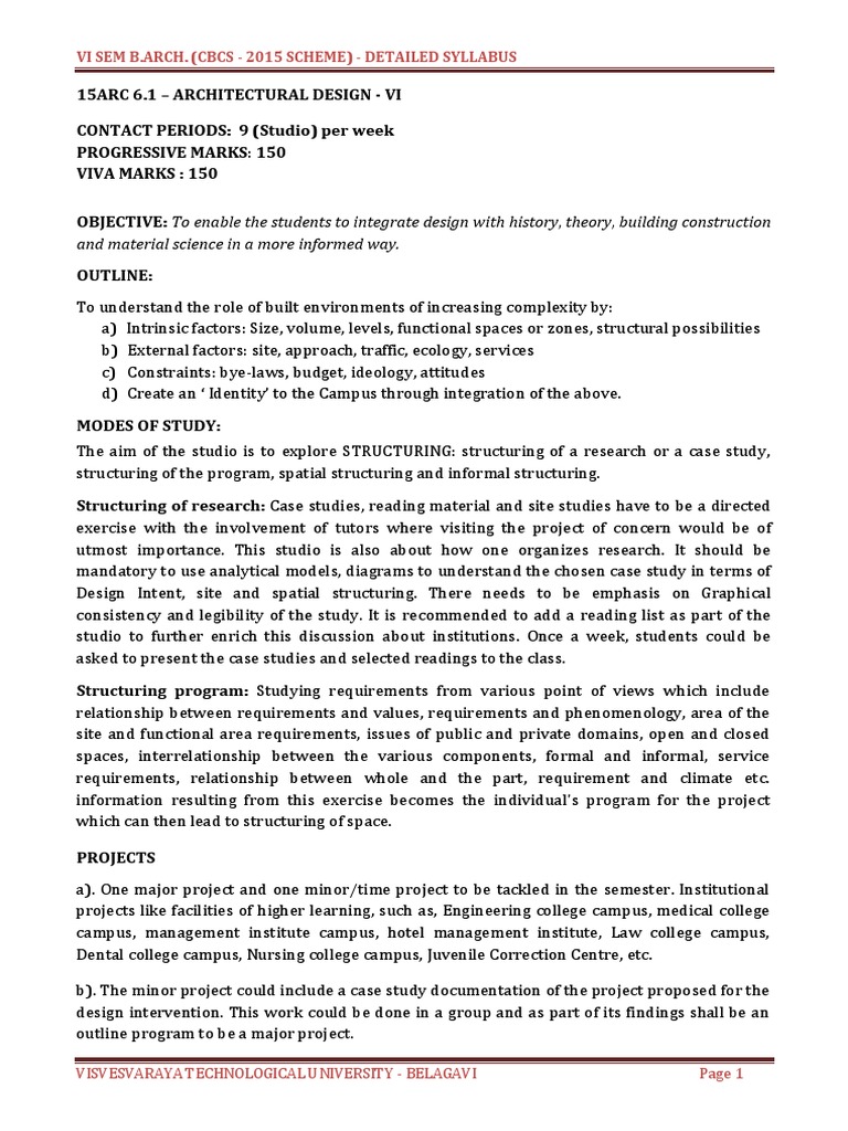 VI Sem B.Arch - .VTU CBCS Syllabus PDF | PDF | Geographic Information ...