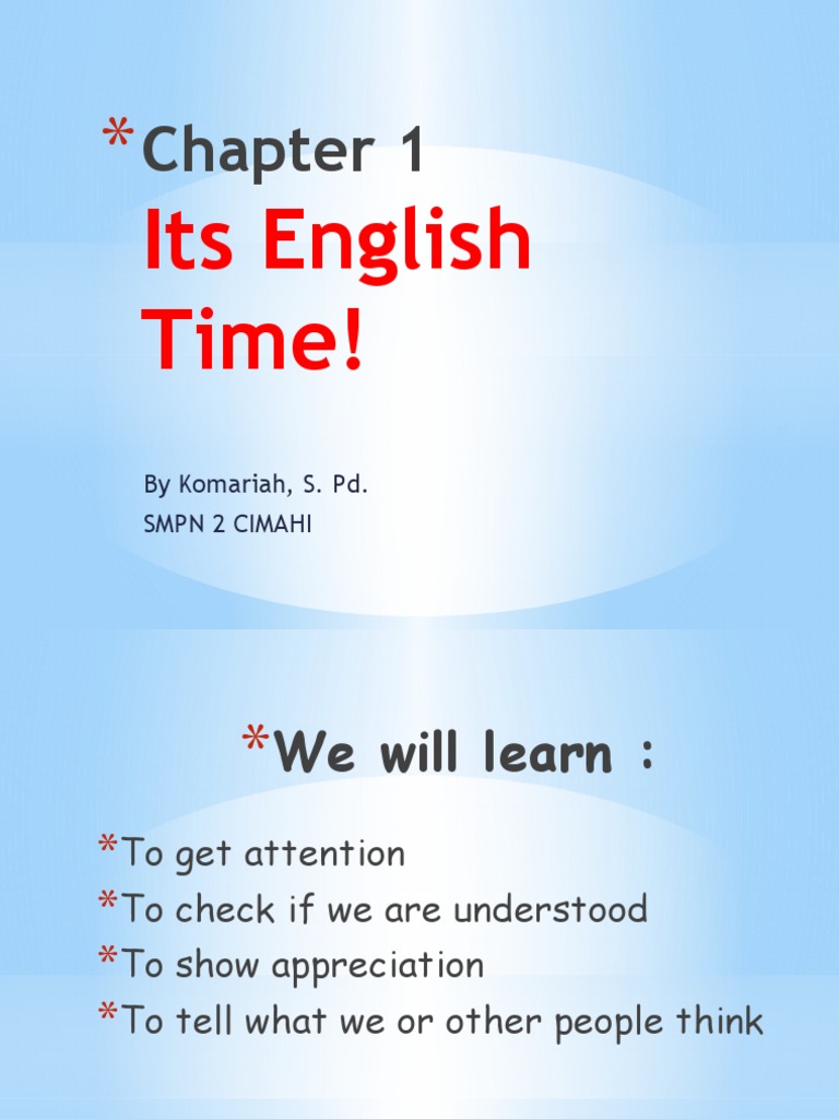 Chapter 1 It's English Time | PDF | Language Arts & Discipline