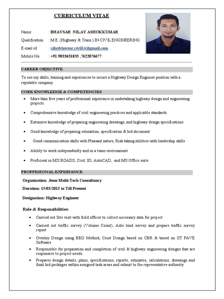 CV - Nilay - Highway Engineer | PDF | Learning | Business
