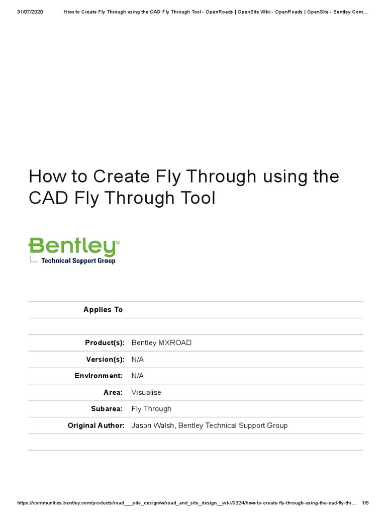 How To Create Fly Through Using The CAD Fly Through Tool - OpenRoads ...