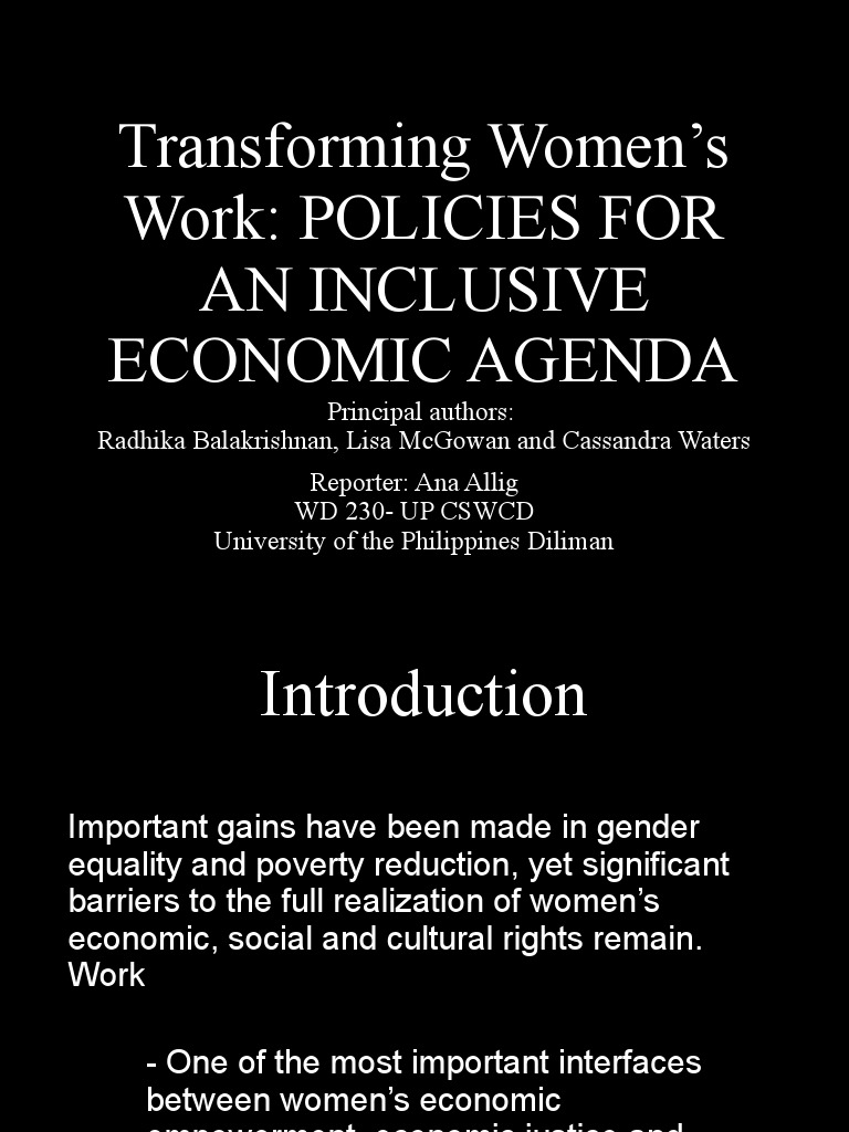 Balakrishnan - Transforming Women's Work: POLICIES FOR AN INCLUSIVE ...