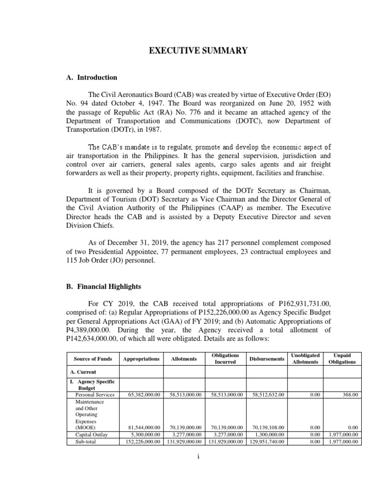Executive Summary: A. Introduction | PDF | Airlines | Audit