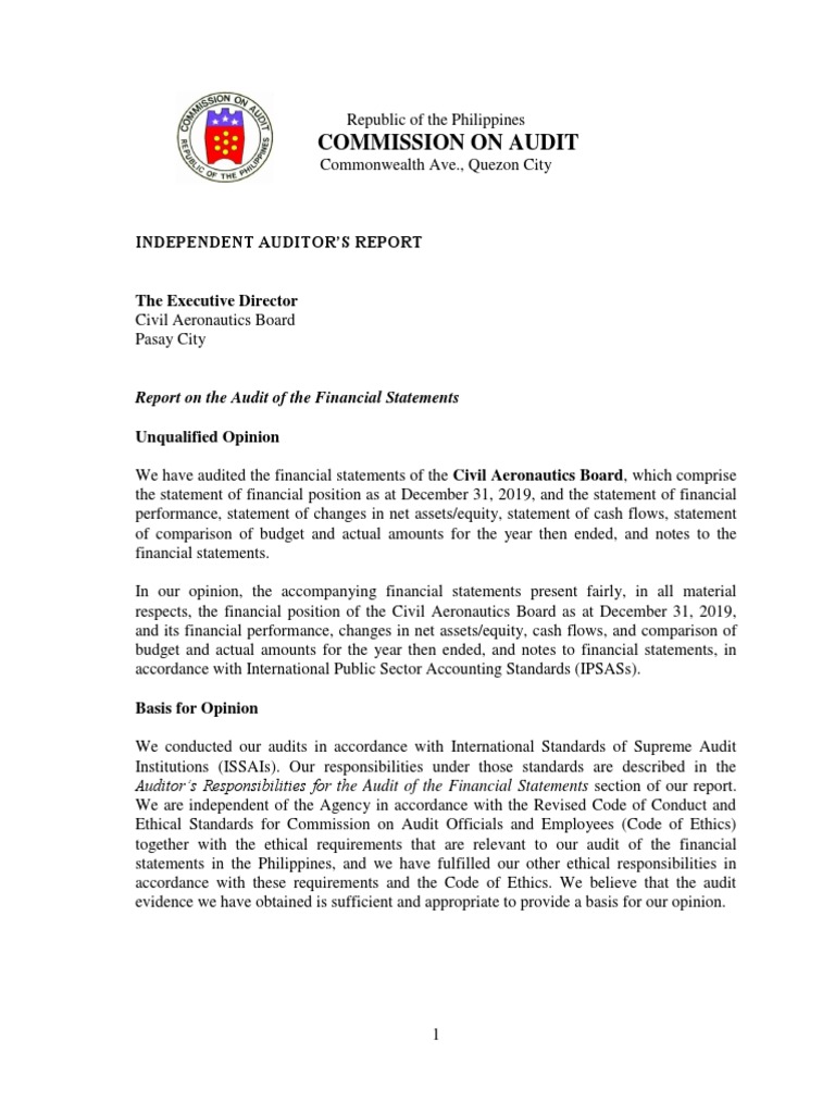 Civil Aeronautics Board Audit Report 2019 | PDF | Internal Control | Audit