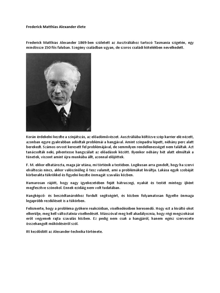 Frederick Matthias Alexander Élete | PDF