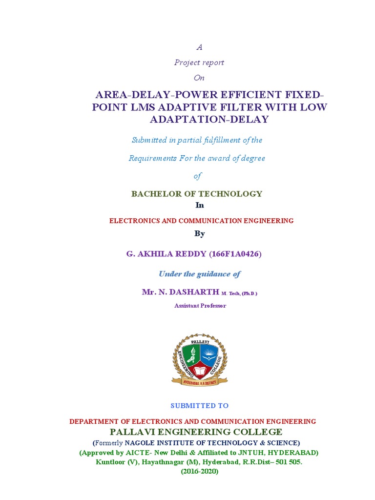 Area-Delay-Power Efficient Fixed-Point Lms Adaptive Filter With Low Adaptation-Delay | PDF ...