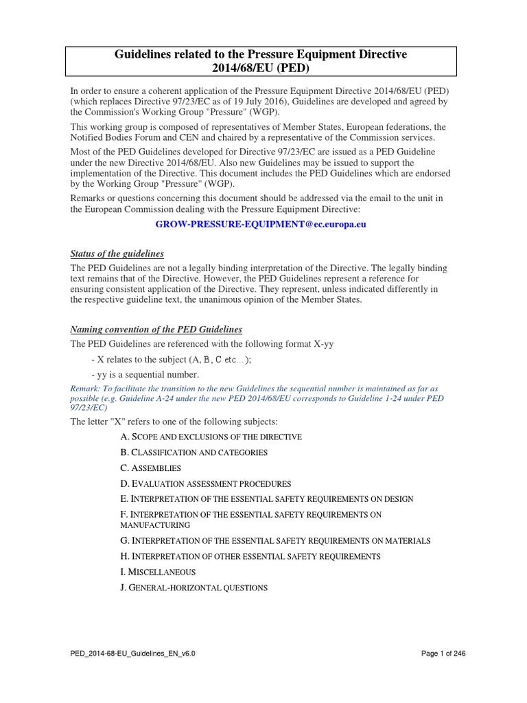 PED - 2014-68-EU - Guidelines - EN - v6.0 Part 1 | PDF | Directive (European Union) | European Union