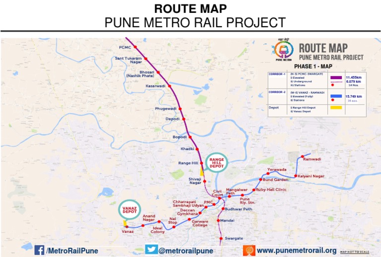 Pune Metro Phase 1 Route Map | PDF | Technology & Engineering