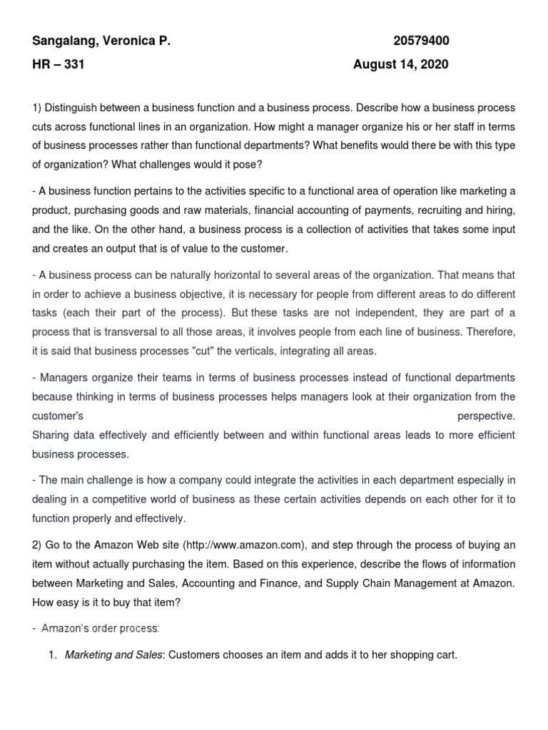 Exercise (Chapter 1) - Sangalang, Veronica P PDF | Download Free PDF | Business Process | Business