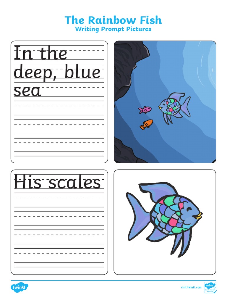 Simple Sentence Writing Prompt Pictures Activity The Rainbow Fish ...