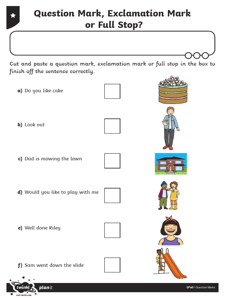 Question Mark, Exclamation Mark or Full Stop? | PDF | Language Arts ...