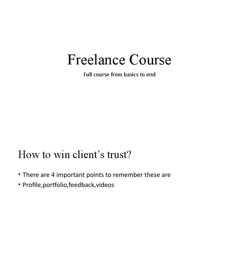 Freelance Course: Full Course From Basics To End | PDF | Career & Growth