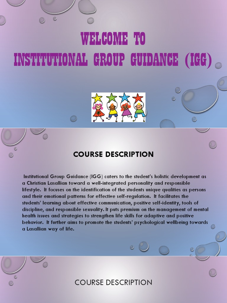 Welcome To Institutional Group Guidance (Igg) | PDF