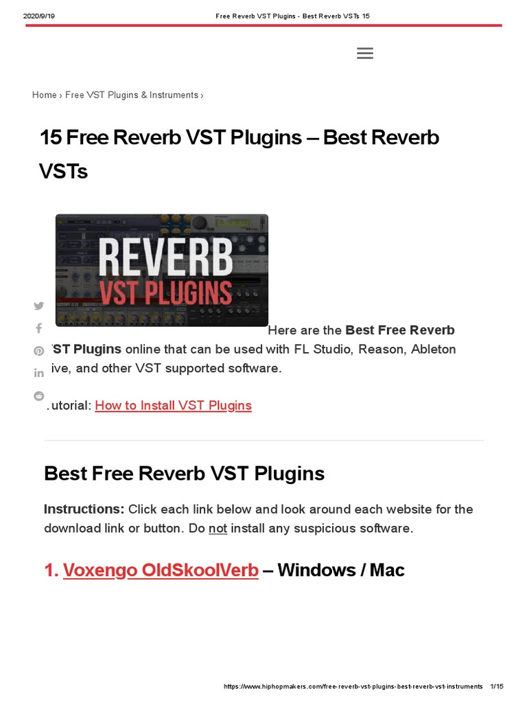15 Free Reverb VST Plugins - Best Reverb VSTs | PDF
