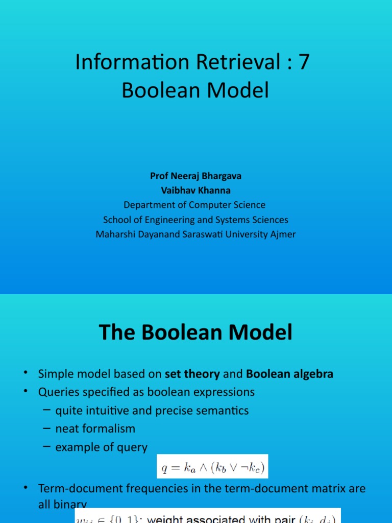 Information Retrieval 7 Boolean Model | PDF | Information Retrieval ...