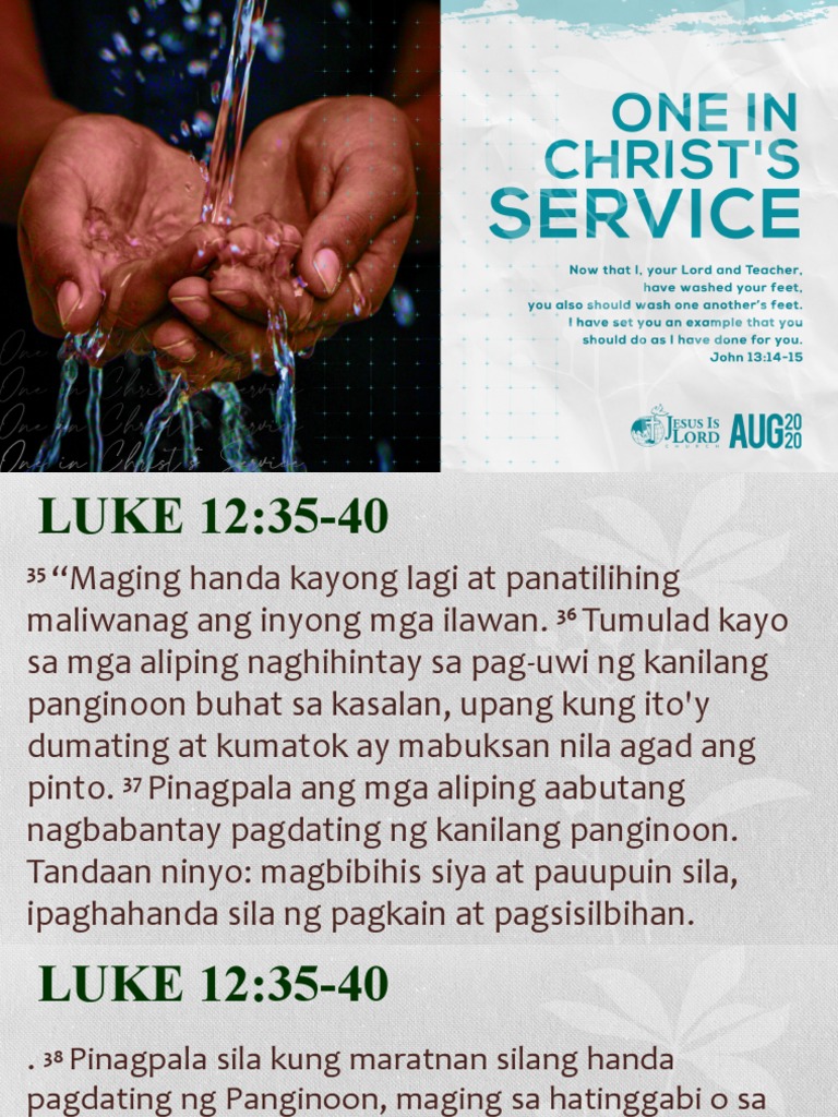 08.23.20 THE WATCHFUL SERVANT Luke 12-35-40 | PDF