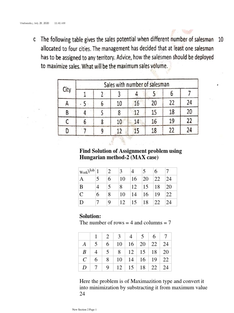 Find Solution of Assignment Problem Using Hungarian Method-2 (MAX Case ...