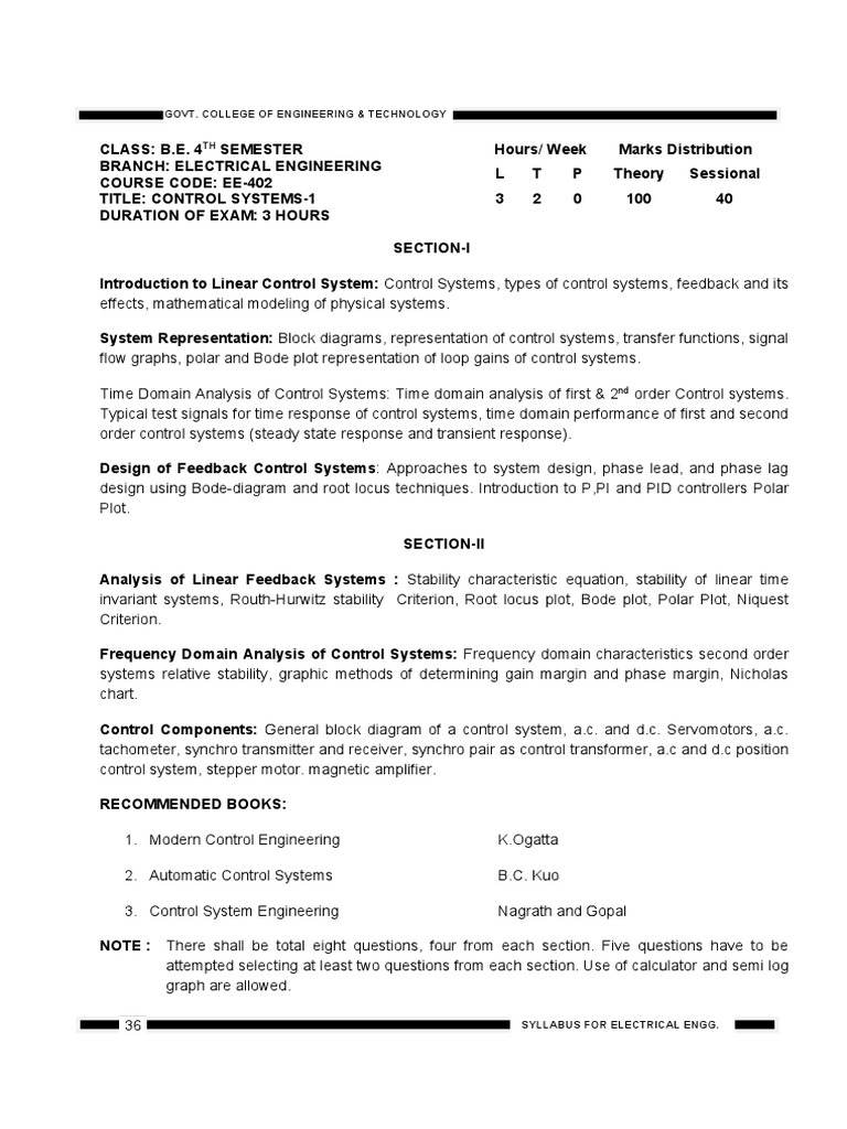 Govt. College of Engineering & Technology | PDF | Control Theory ...