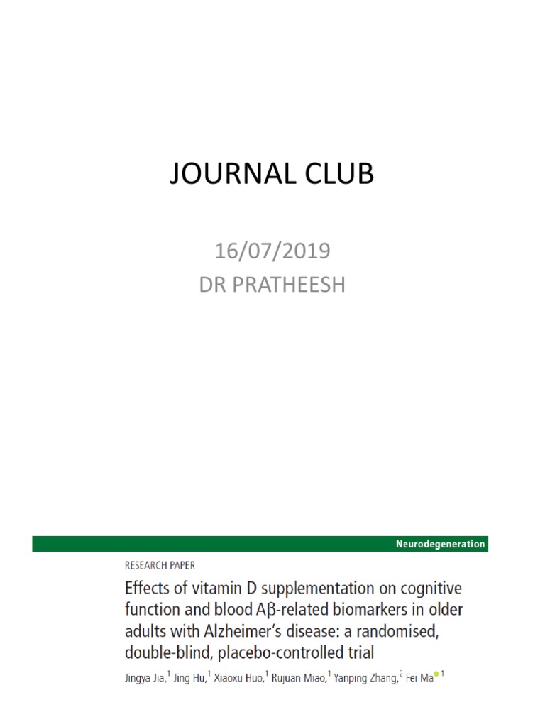 Journal Club | PDF | Amyloid Beta | Stroke