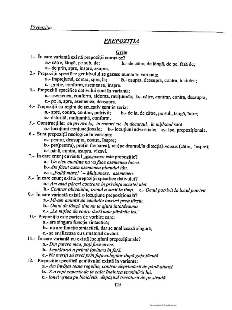 Prepoziția, Conjunctia Și Interjecția | PDF