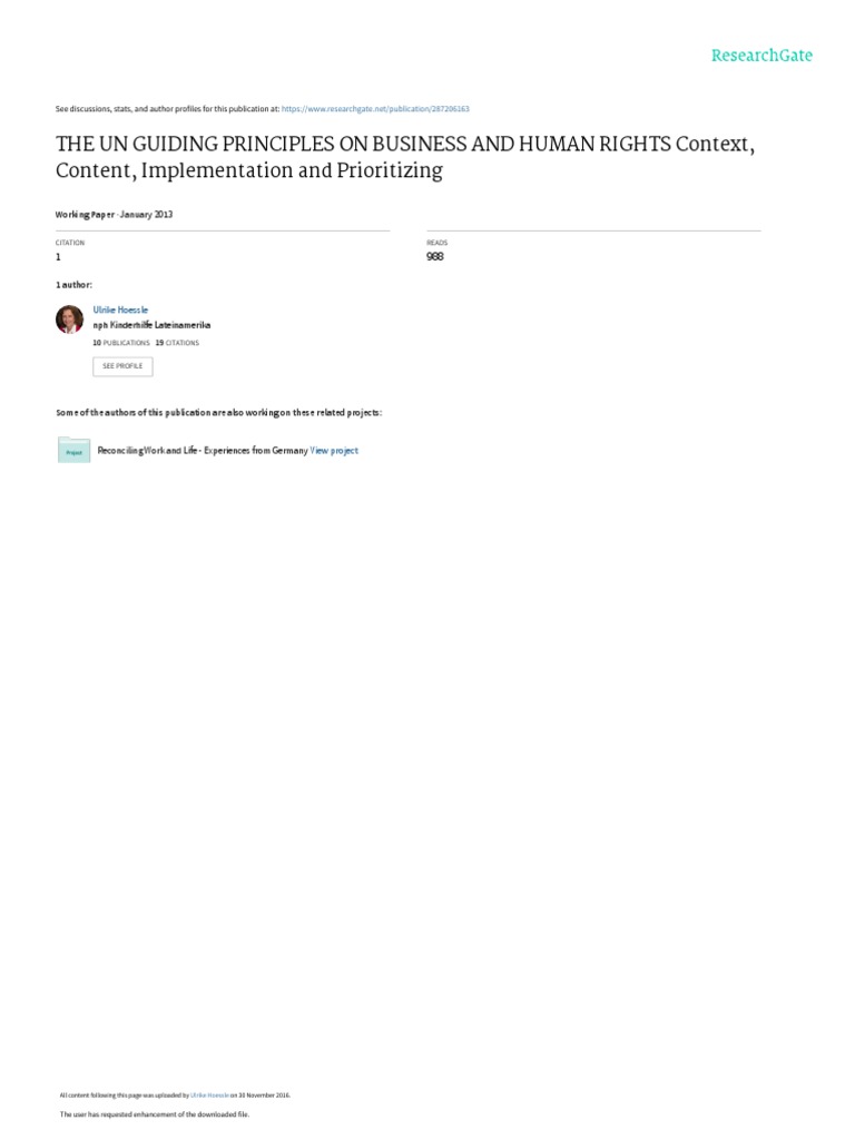 The Un Guiding Principles On Business and Human Rights Context, Content ...