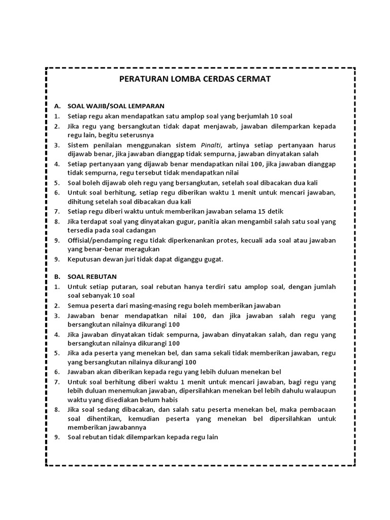 Peraturan Lomba Cerdas Cermat | PDF