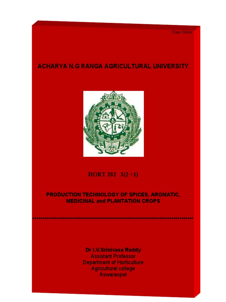 Production Technology of Spices, Aromatic, Plantation Crops | PDF ...