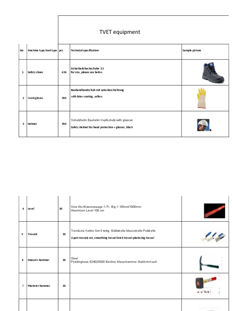 Specification and Equipment List | PDF | Building Materials | Equipment