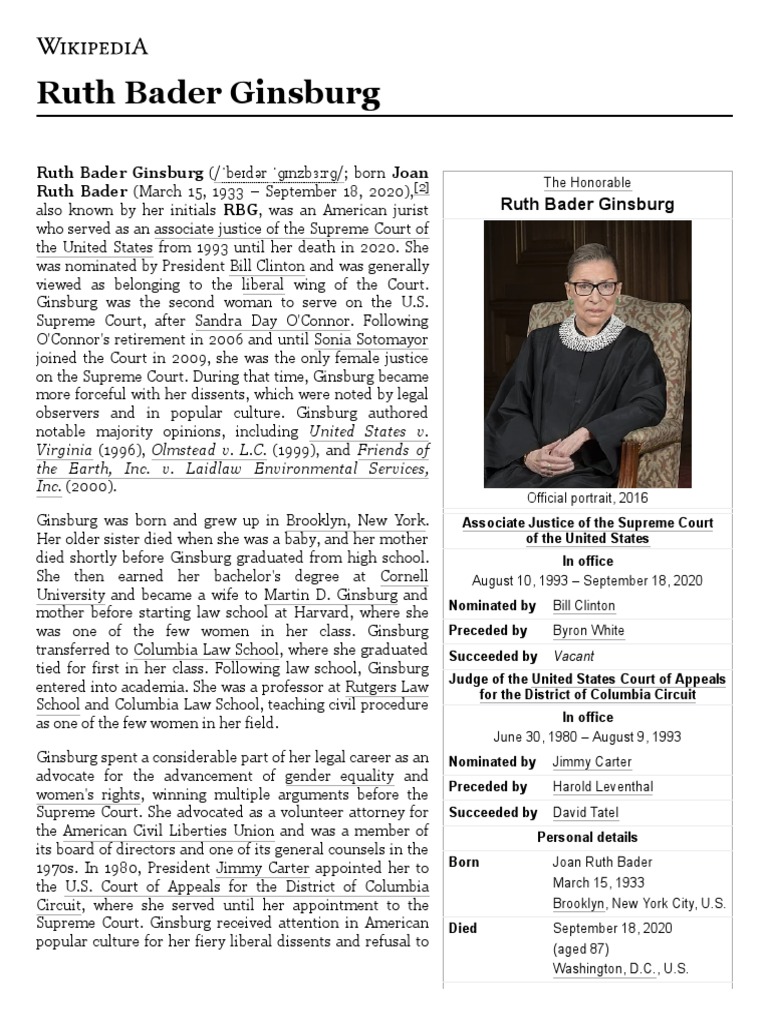 Ruth Bader G Part 2 | PDF | Ruth Bader Ginsburg | Social Institutions