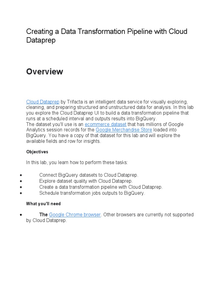 1 Creating A Data Transformation Pipeline With Cloud Dataprep Pdf Cloud Computing Icon