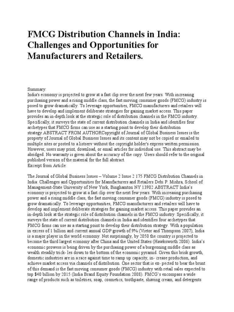 FMCG Distribution Channels in India | PDF | Retail | Market (Economics)