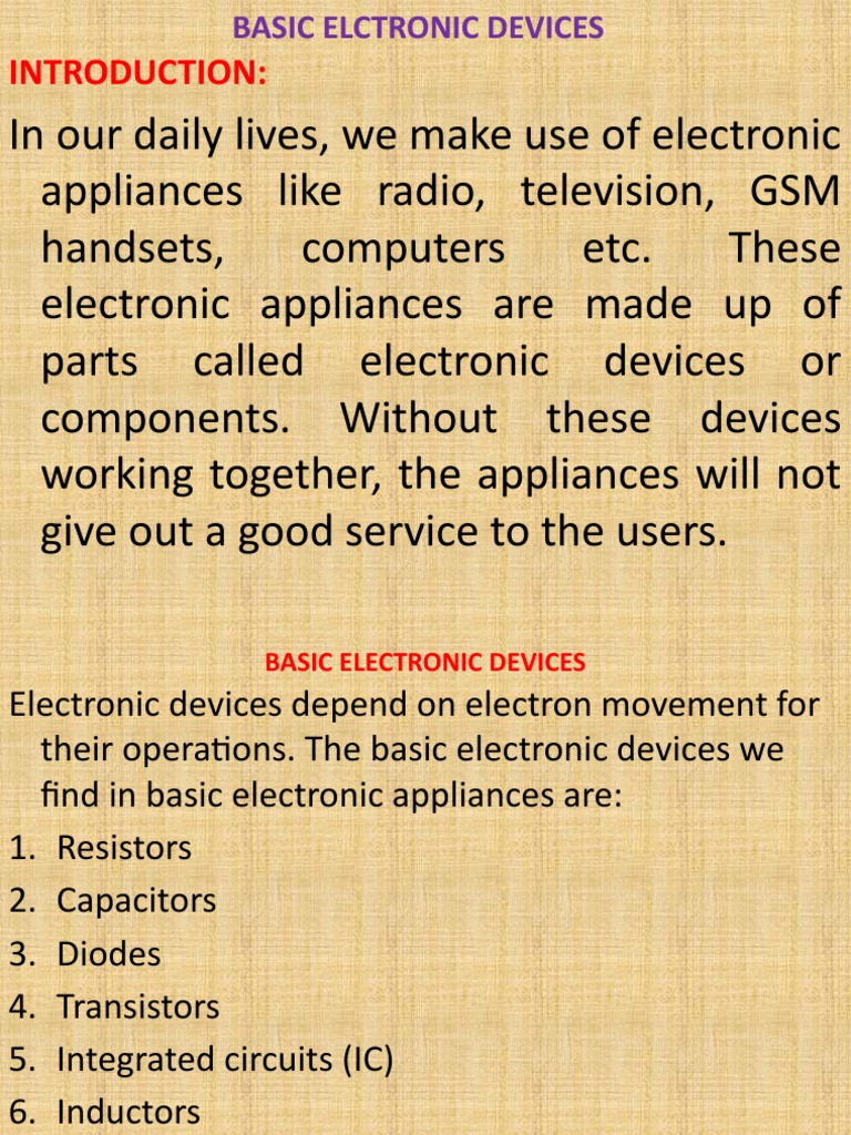 Basic Elctronic Devices | PDF | Inductor | Electronics