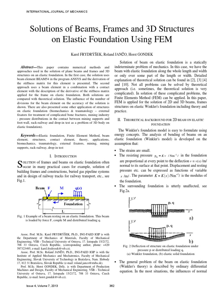 Solutions of Beams, Frames and 3D Structures On Elastic Foundation Using FEM | PDF | Bending ...