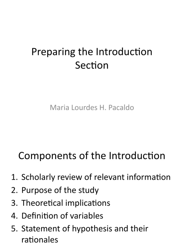 6 - Preparing The Introduction Section | PDF
