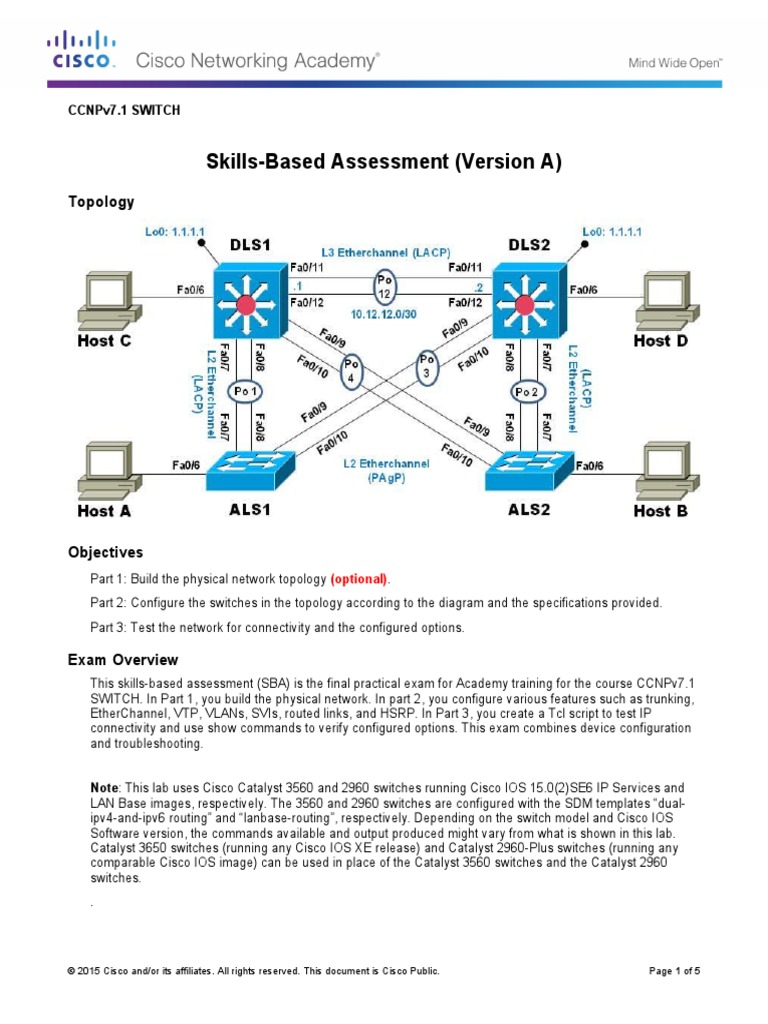 Skills-Based Assessment (Version A) : Topology | PDF | Network Switch ...