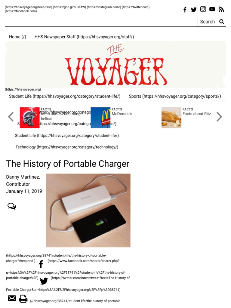 The History of Portable Charger - The Voyager | PDF | Battery Charger ...
