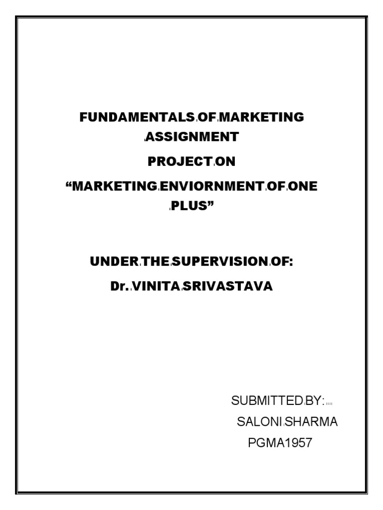 Fundamentals OF Marketing Assignment Project ON "Marketing Enviornment ...