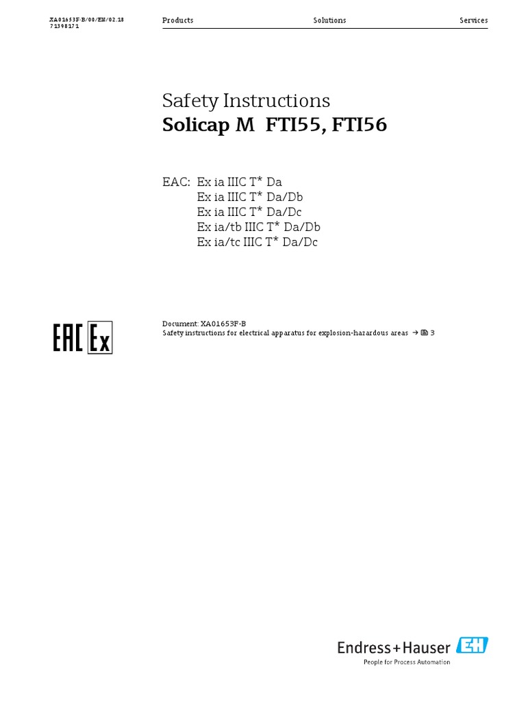 Safety Instructions Solicap M FTI55, FTI56 | PDF | Electricity ...