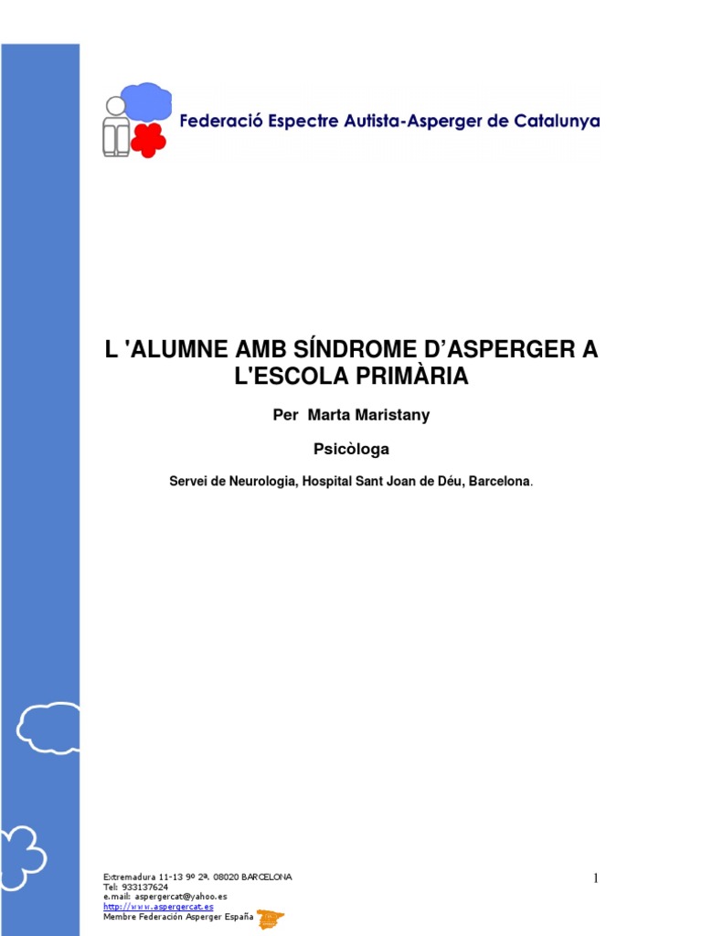 L'Alumne amb síndrome d'Asperger a l'escola primària | PDF